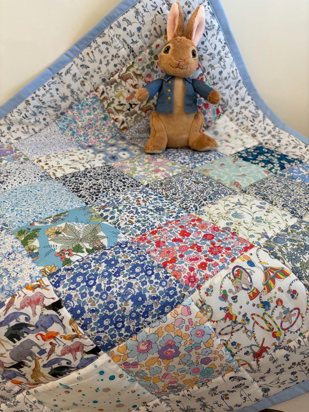 Personalised Baby Boy Quilt: Liberty Tana Lawn Patchwork, Muslin ...