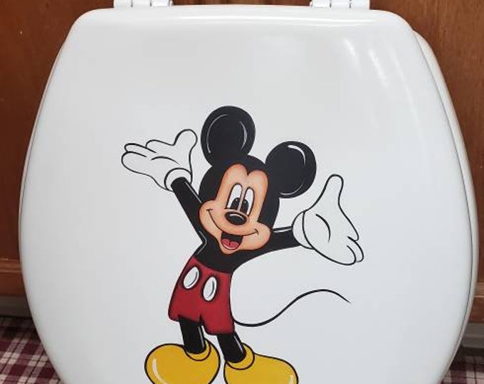 Mickey Mouse Red Fleece Fabric Toilet Seat Cover Set Bathroom ...