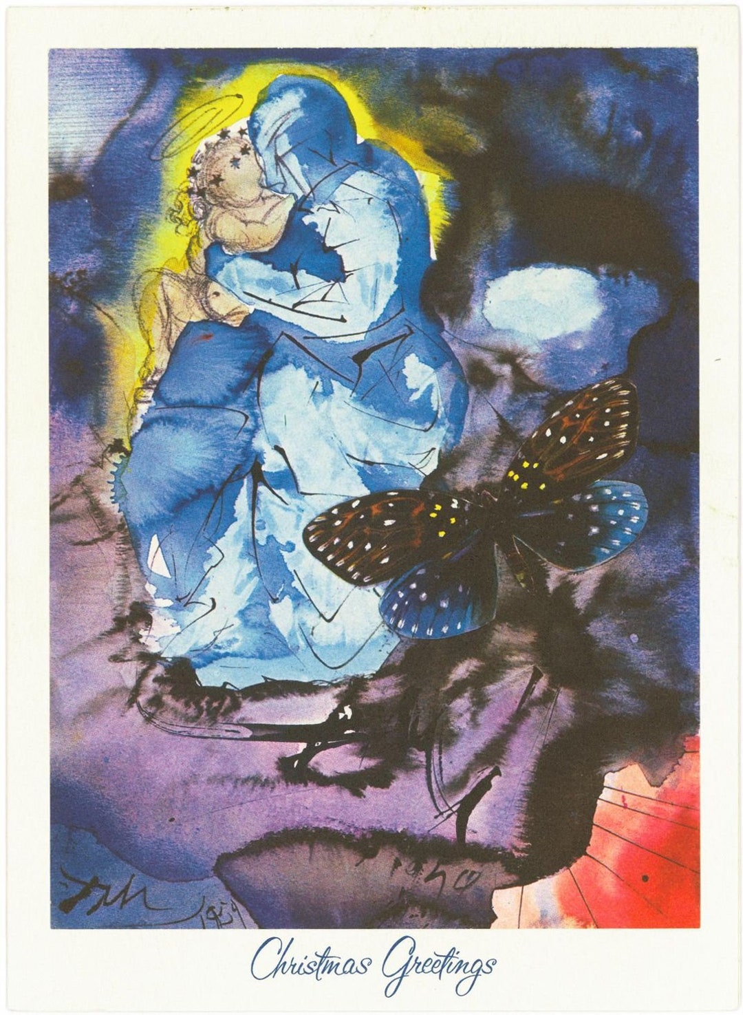Print, Printable Salvador Dali's 1959 "madonna and Child" Christmas ...