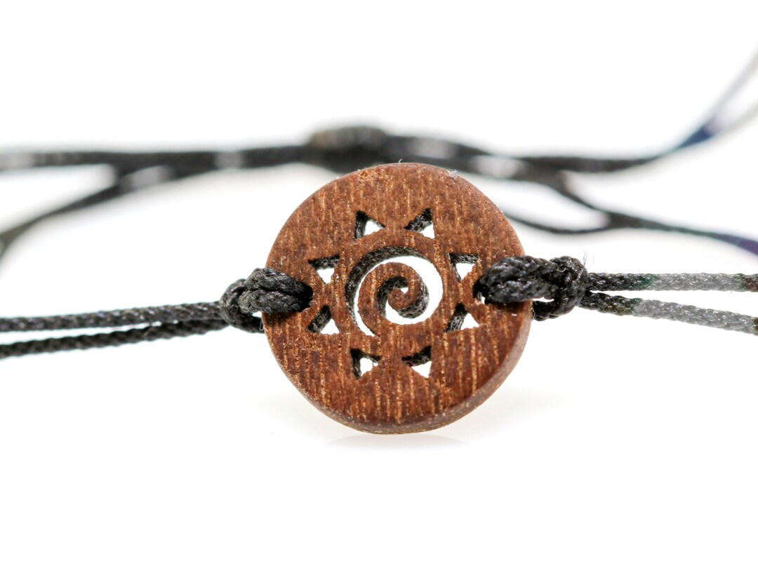 Sun Bracelet With Motivational Message/lucky Charm/wooden Pendant ...