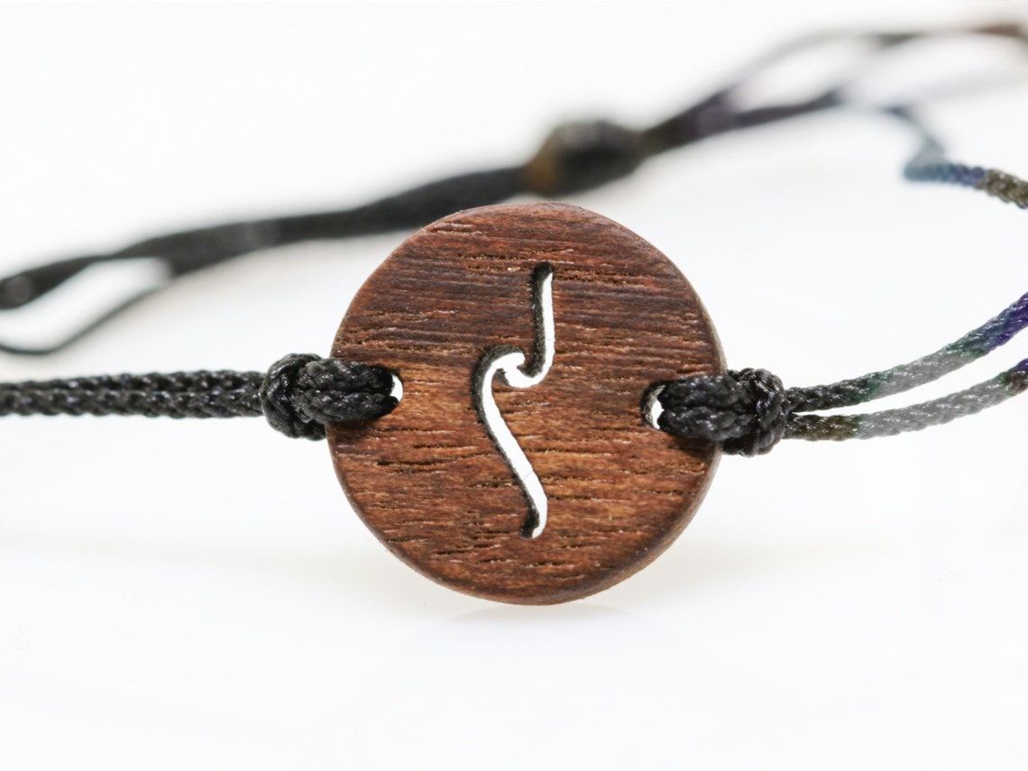 Wave Bracelet With Motivational Message/lucky Charm/wooden Pendant ...