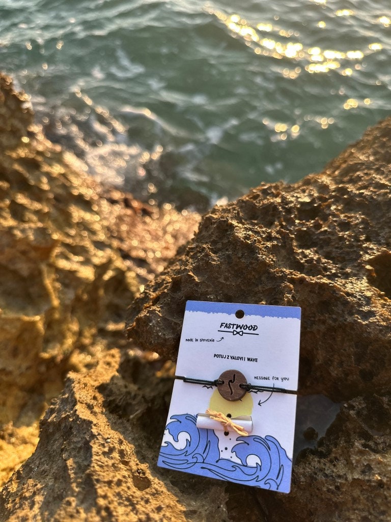 Wave Bracelet With Motivational Message/lucky Charm/wooden Pendant ...