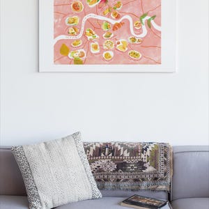 Illustrated Map of London Lunches, Fine Art Print, Travel Print, Food ...