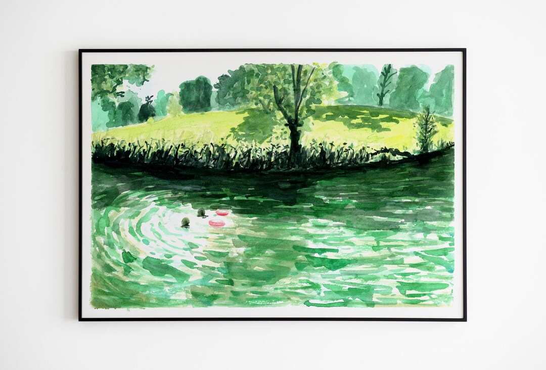Serious Mermaids, Wild Swimming, Fine Art Print, Watercolour, Lake ...
