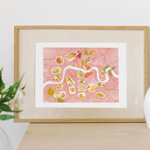 Illustrated Map of London Lunches, Fine Art Print, Travel Print, Food ...