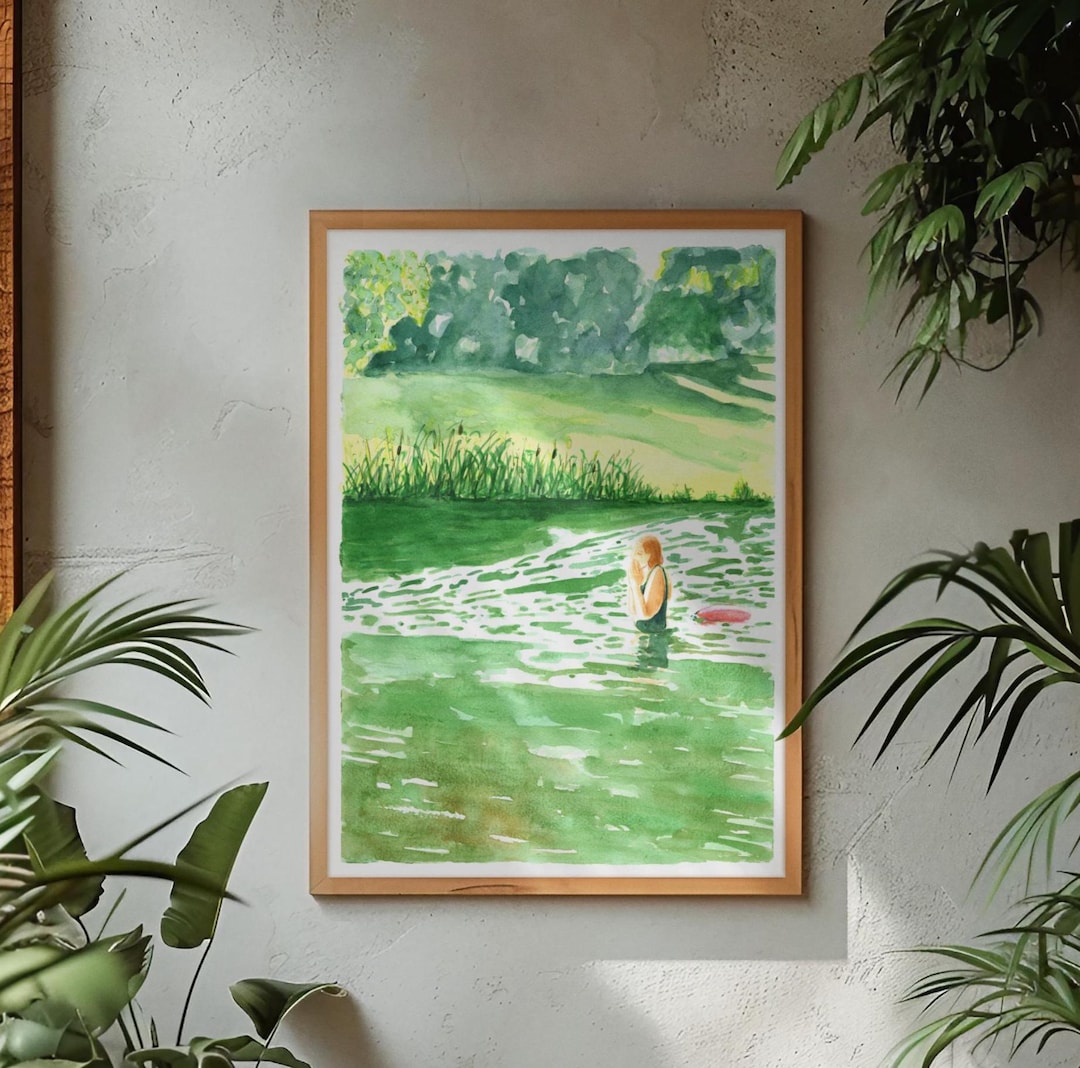 A Brave Mermaid, Wild Swimming Fine Art Print, Watercolour, Lake ...