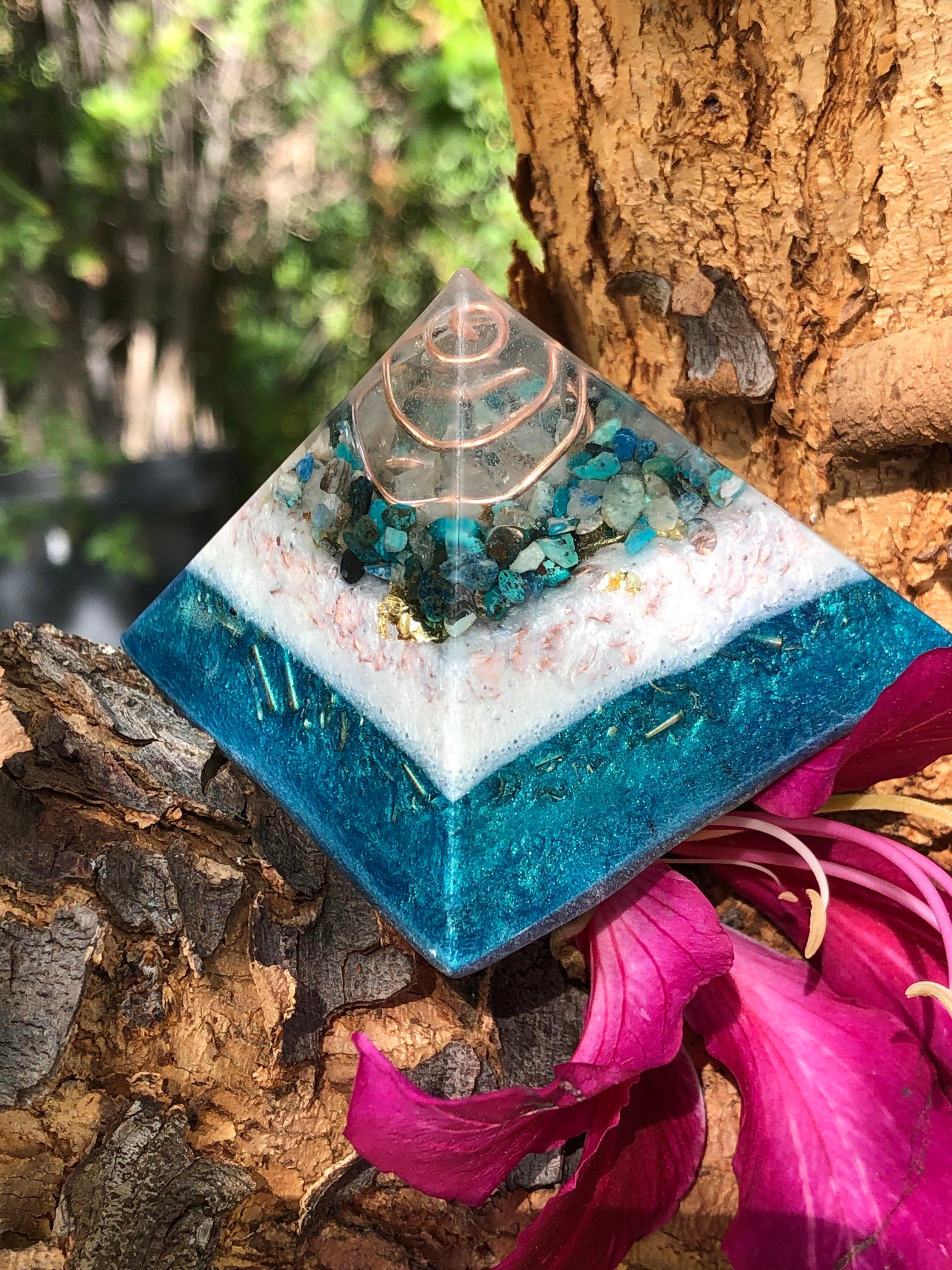 Orgonite® Pyramid with Chrysocolla 2.25 inch | Etsy