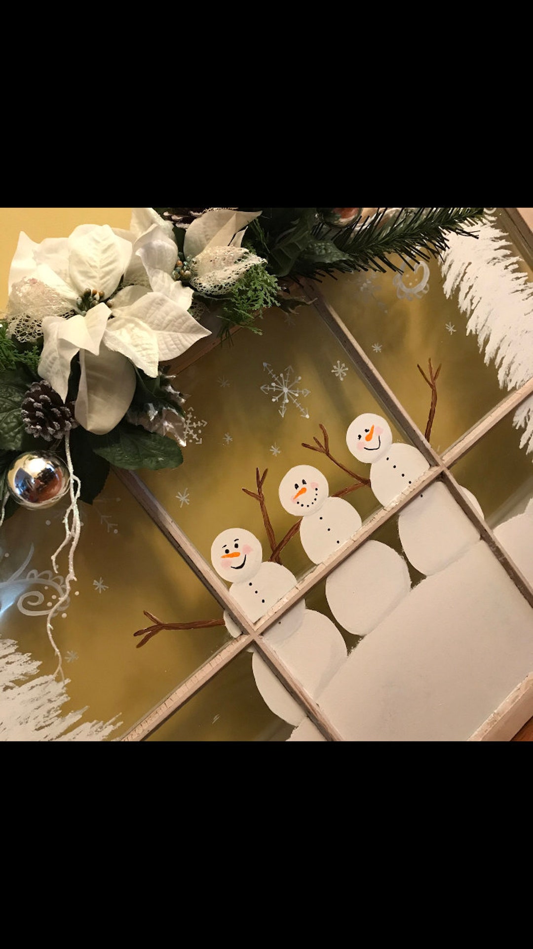 Hand Painted Snowman Window - Etsy