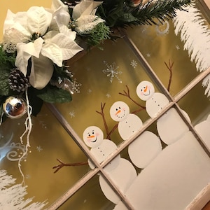 Hand Painted Snowman Window - Etsy