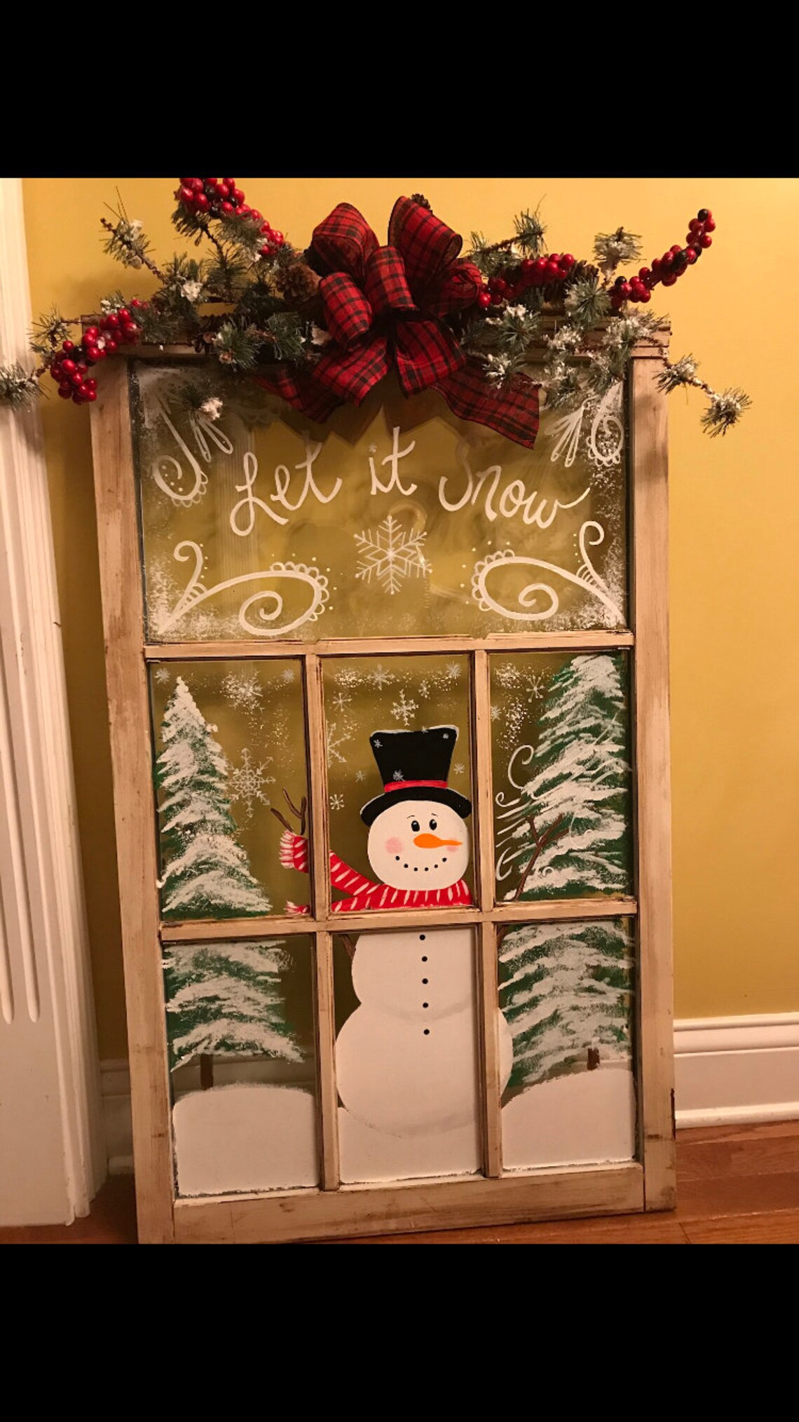 Hand Painted Snowman Window - Etsy