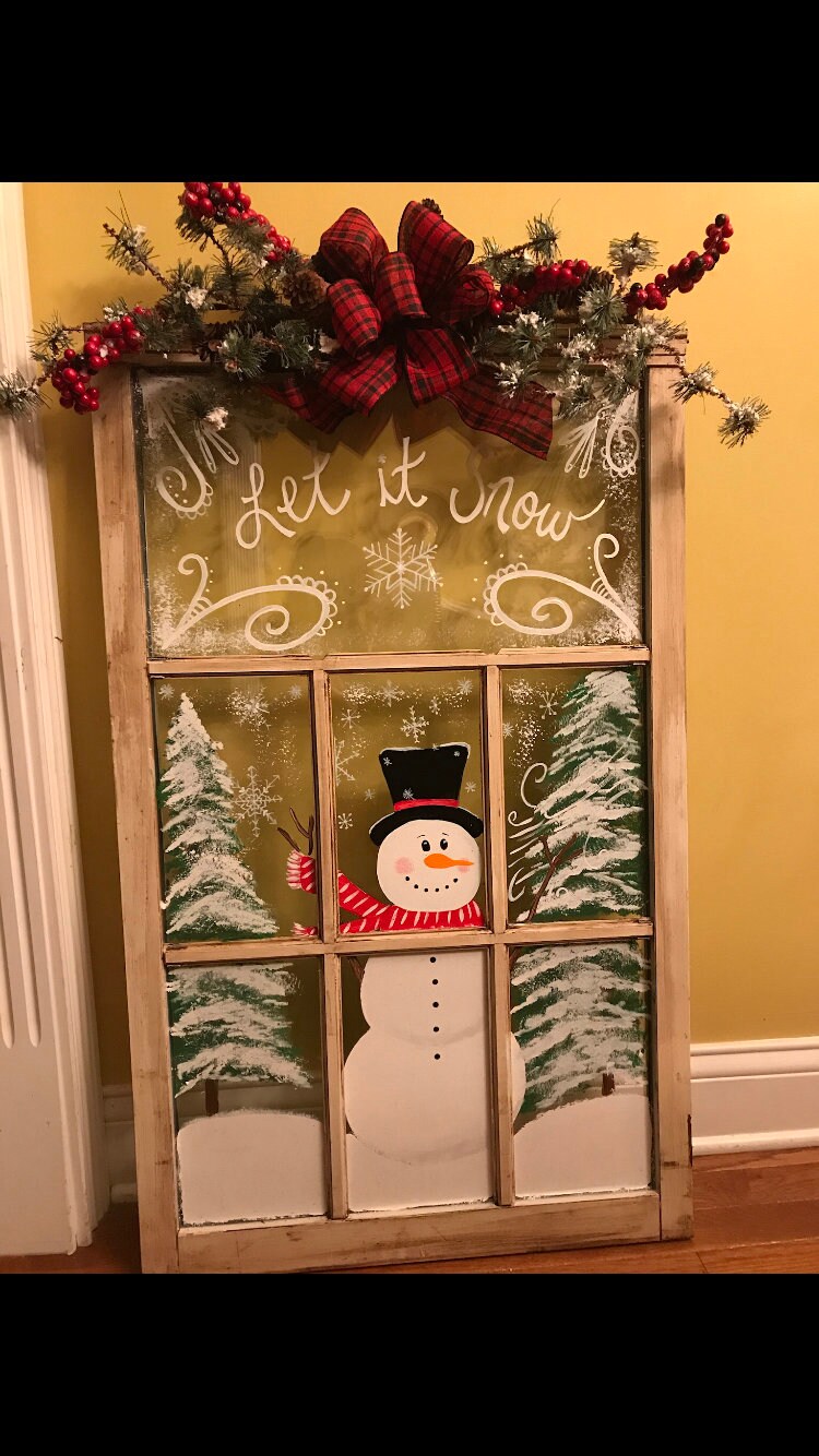 Hand Painted Snowman Window - Etsy