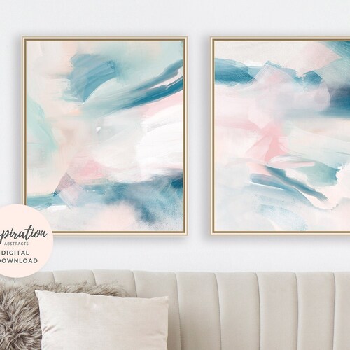 Printable Abstract Art Set of 2 Abstract Paintings Printable - Etsy