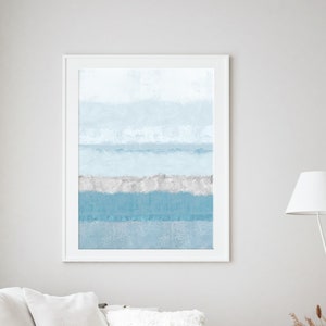 Pale Blue Abstract Painting, Printable Coastal Wall Art, Beach House ...