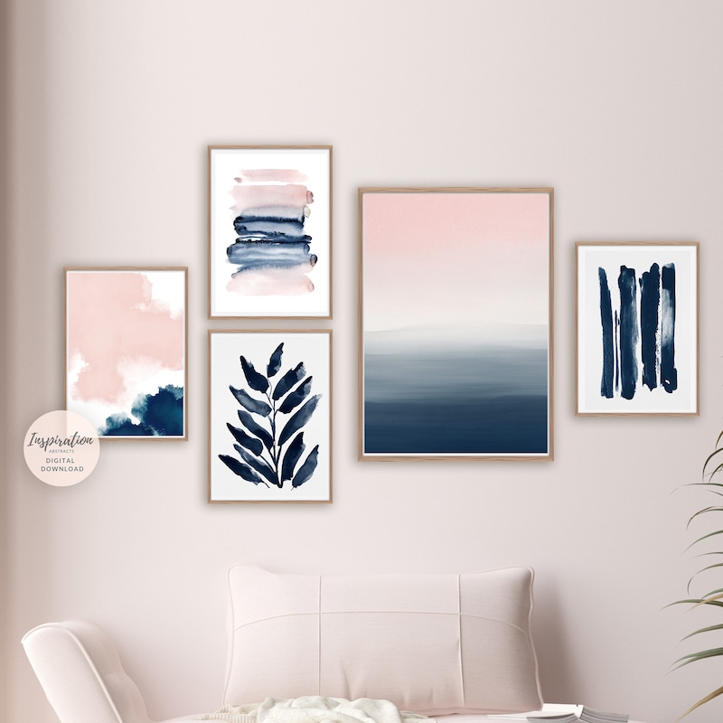 Coral Navy Wall Art - Etsy