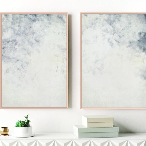Pale Blue Abstract Art Minimalist Print Set Zen Wall Art - Etsy