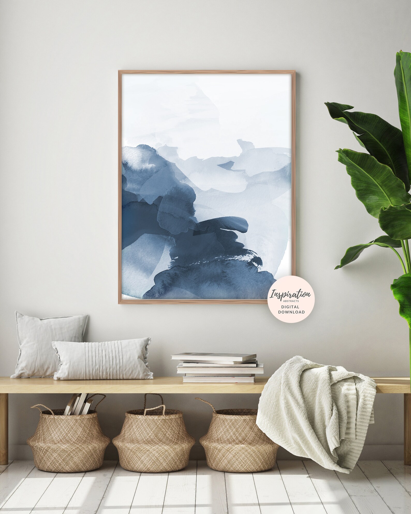 Navy Blue Abstract Art Watercolour Print Minimalist Art - Etsy