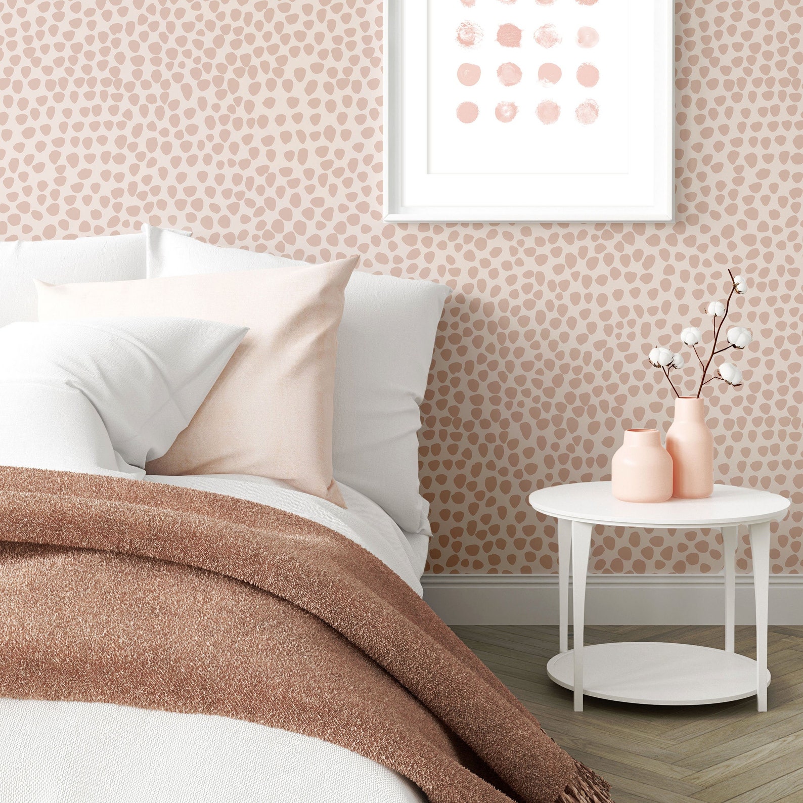 Pink Dots Hand Painted Wallpaper Spots Wallpaper Bedroom - Etsy UK