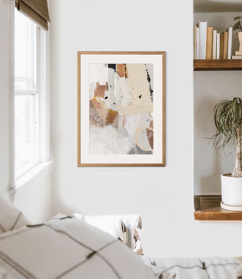 Large Abstract Painting, Neutral Abstract Art, Instant Download, Modern ...