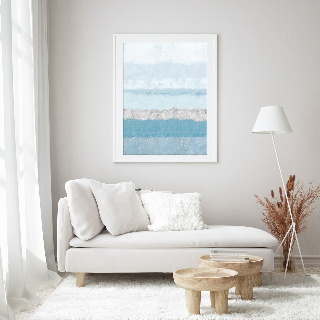 Pale Blue Abstract Painting, Printable Coastal Wall Art, Beach House ...