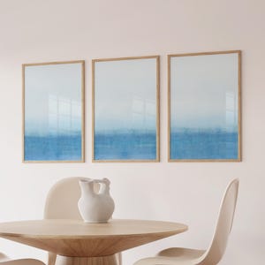 Light Blue Abstract Paintings, Calming Gallery Wall Set, Set of 3 ...