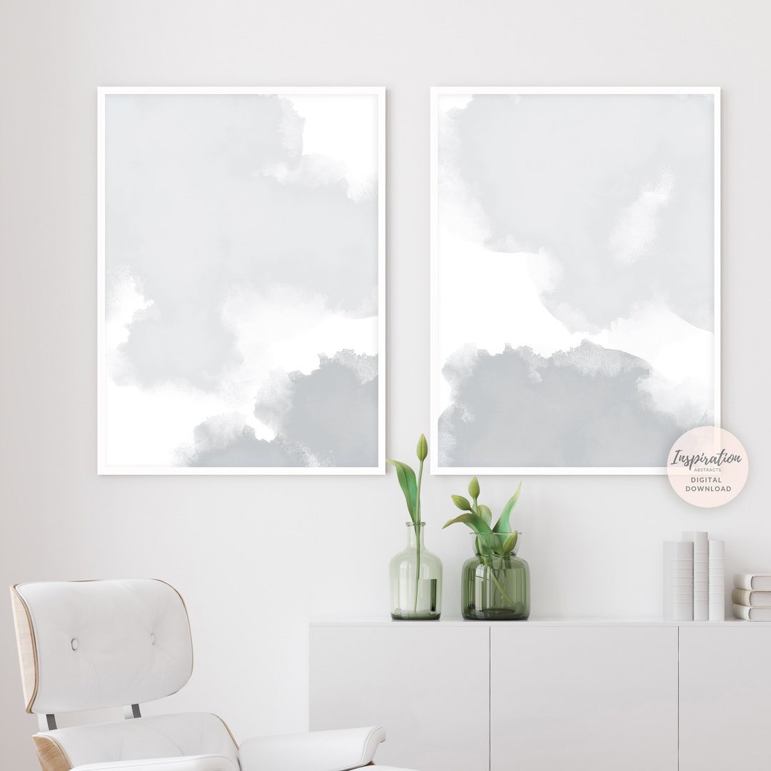 Minimal Abstract Paintings, Grey Watercolour Prints, Printable Wall Art ...