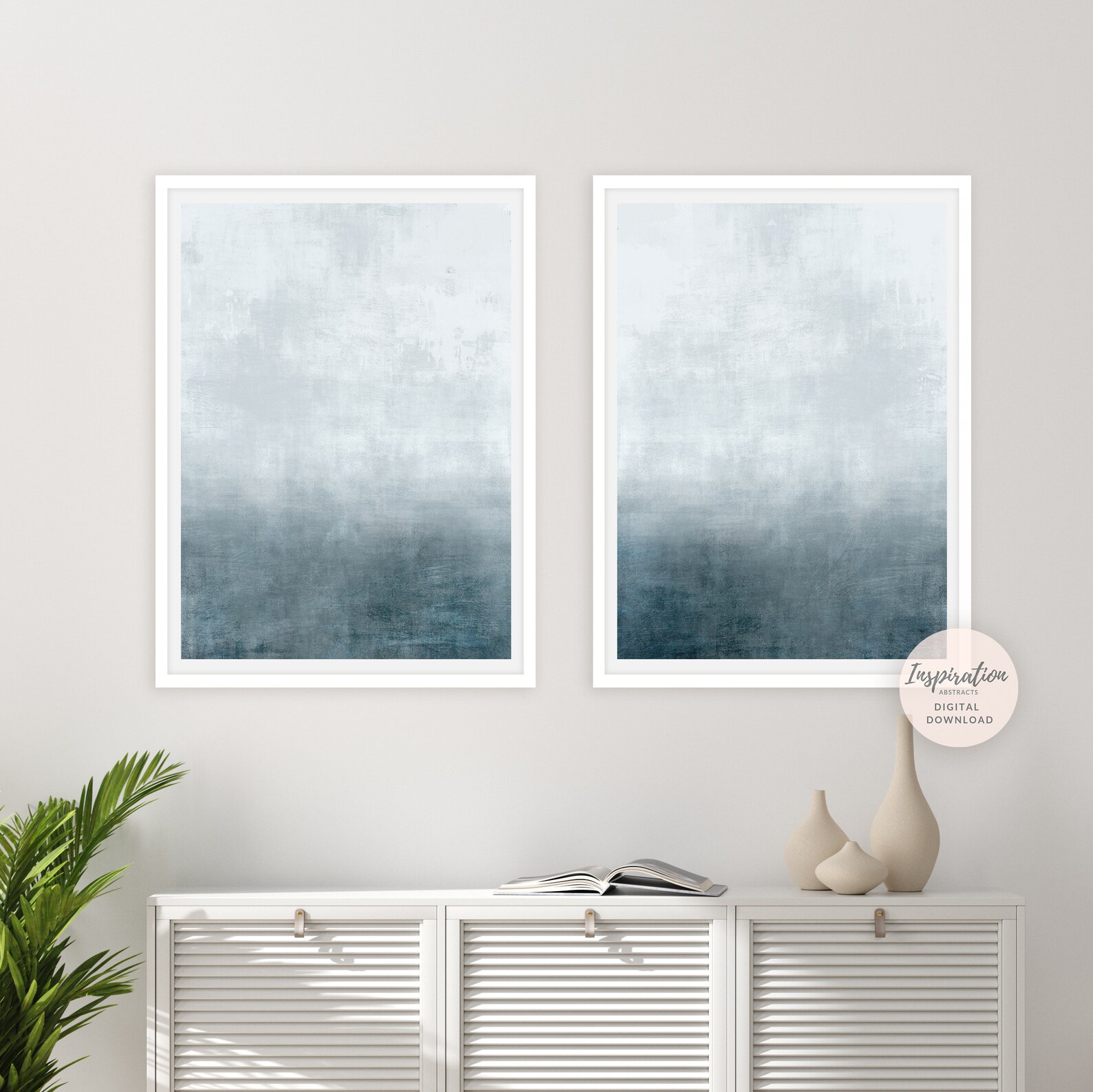 Set of Two Calming Abstract Paintings, Minimal Paintings, Printable Art ...