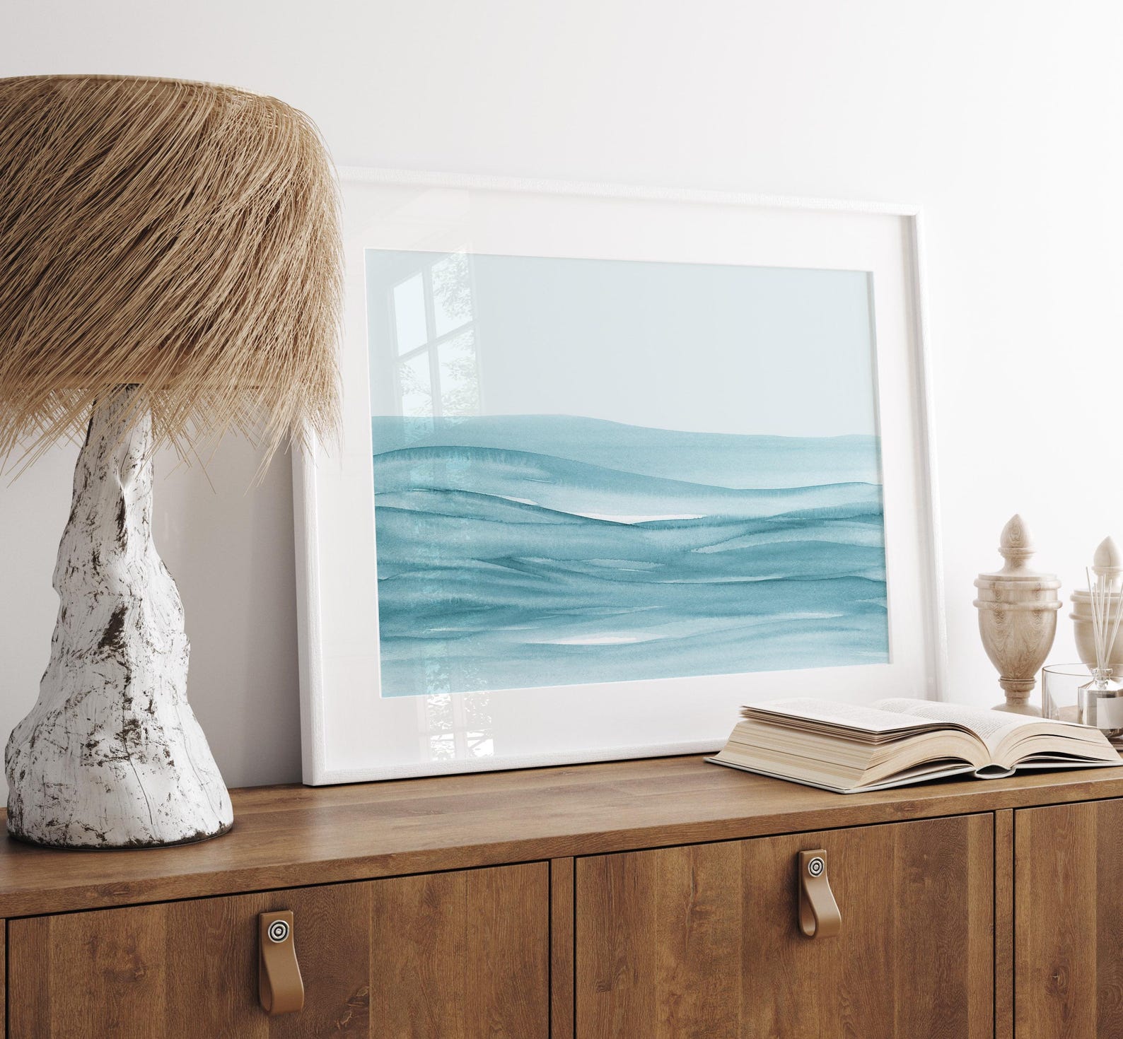 Minimal Blue Art, Light Blue Watercolour Painting, Abstract Seascape ...