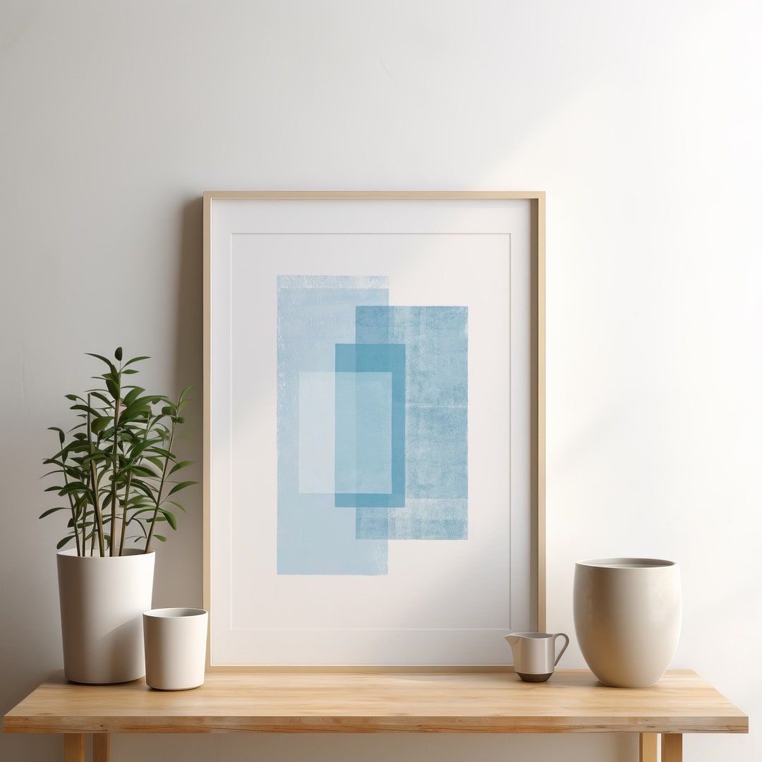Pale Blue Contemporary Art, Large Colour Block Painting, Printable Coastal Wall Art, Colour ...