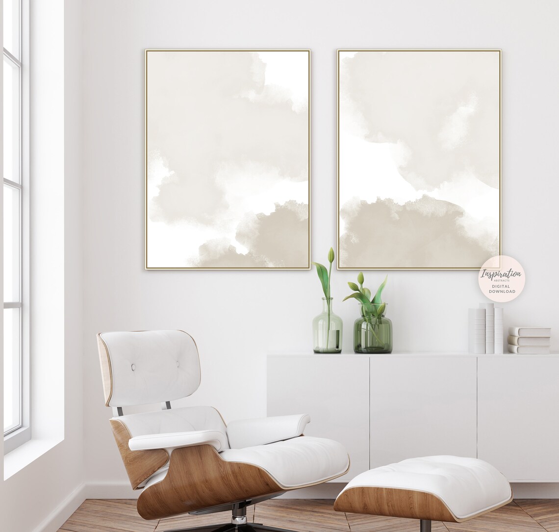 Beige and White Abstract Prints Set of 2 Prints Minimal - Etsy
