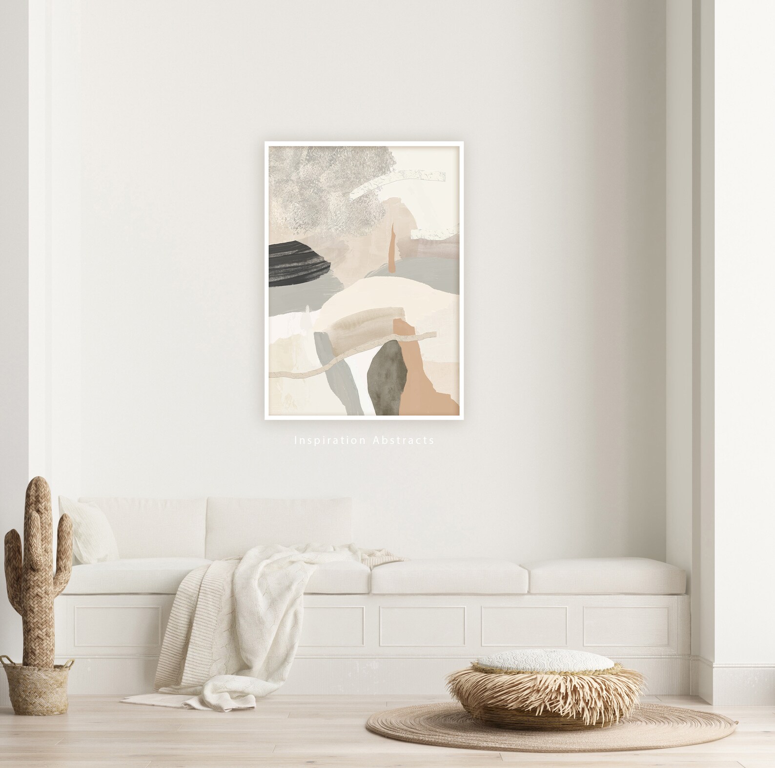 Large Abstract Painting Neutral Tone Print Minimalist Art - Etsy