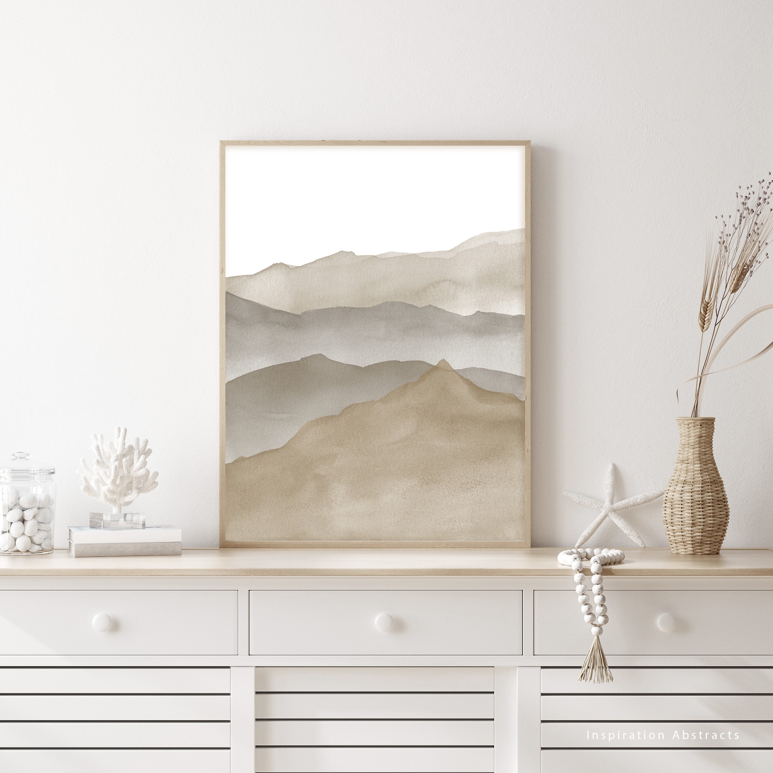 Neutral Mountain Painting Zen Wall Art Minimalist Wall Art - Etsy
