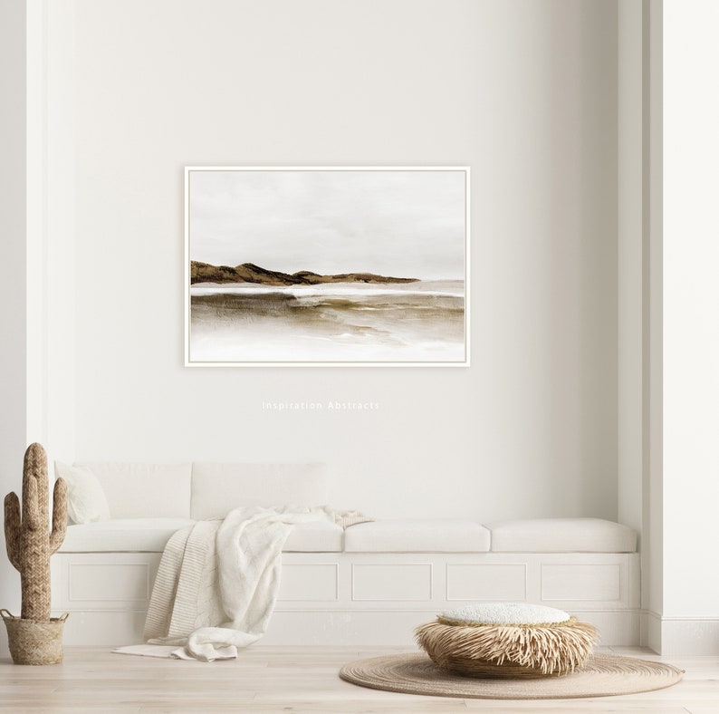 Neutral Landscape Painting, Horizontal Wall Art, Coastal Decor, Zen ...