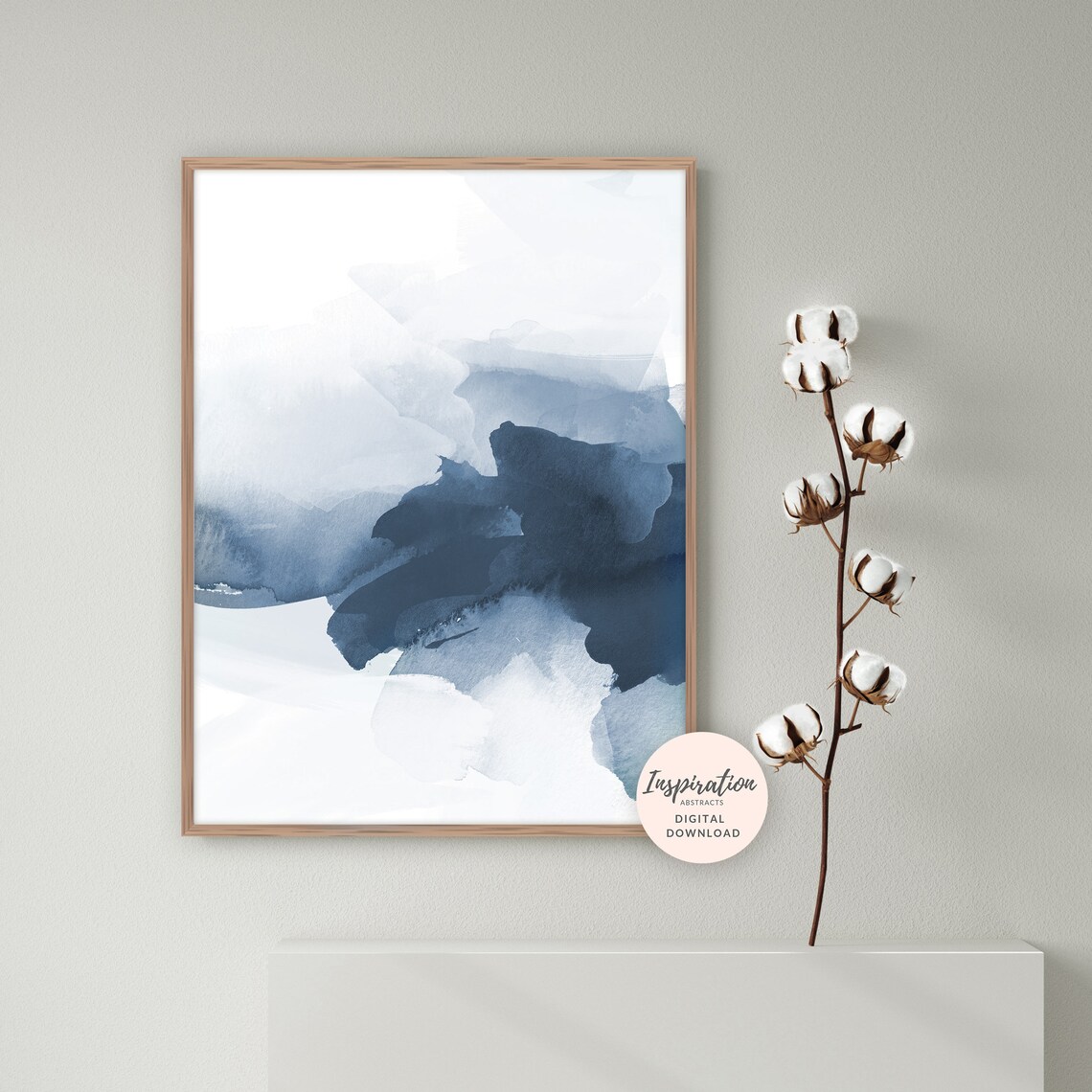 Navy Blue Watercolour Painting Abstract Art Minimalist Art - Etsy