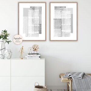 Set of 2 Minimal Paintings, Geometric Art, Grey and White Art, Minimal ...