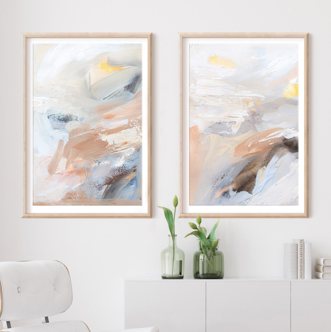 Large Printable Abstract Paintings - Set of 2 Prints, Soothing Neutral ...
