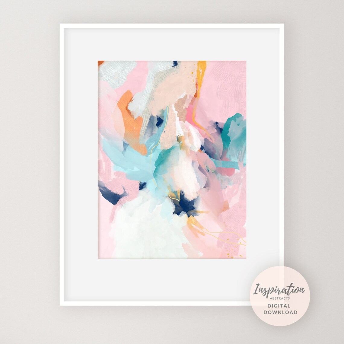 Pink Abstract Painting Printable Art Nursery Art Bedroom | Etsy