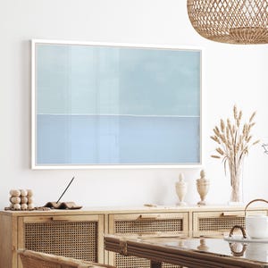 Calm Blue Abstract Painting, Light Blue Minimalist Art, Pale Blue ...