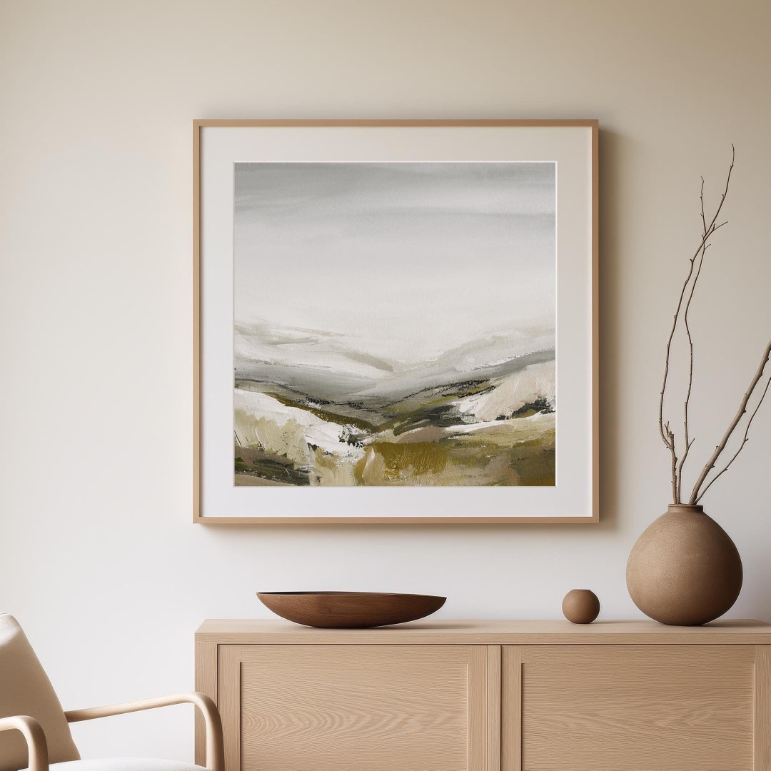 Earthy Landscape Painting, Printable 20x20 Wall Art, Neutral Abstract ...