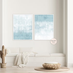 Pale Blue Abstract Art, Minimalist Print Set, Zen Wall Art, Set of 2 ...