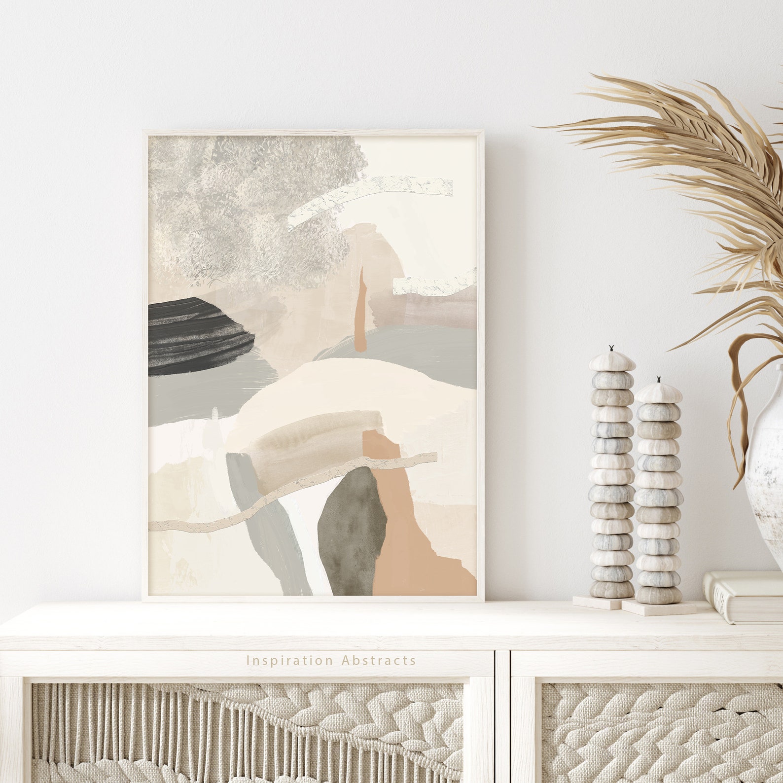Large Abstract Painting Neutral Tone Print Minimalist Art - Etsy