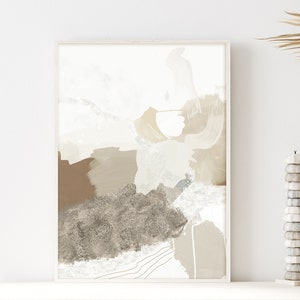 Neutral Tone Abstract Painting, Printable Wall Art, Mixed Media Art ...