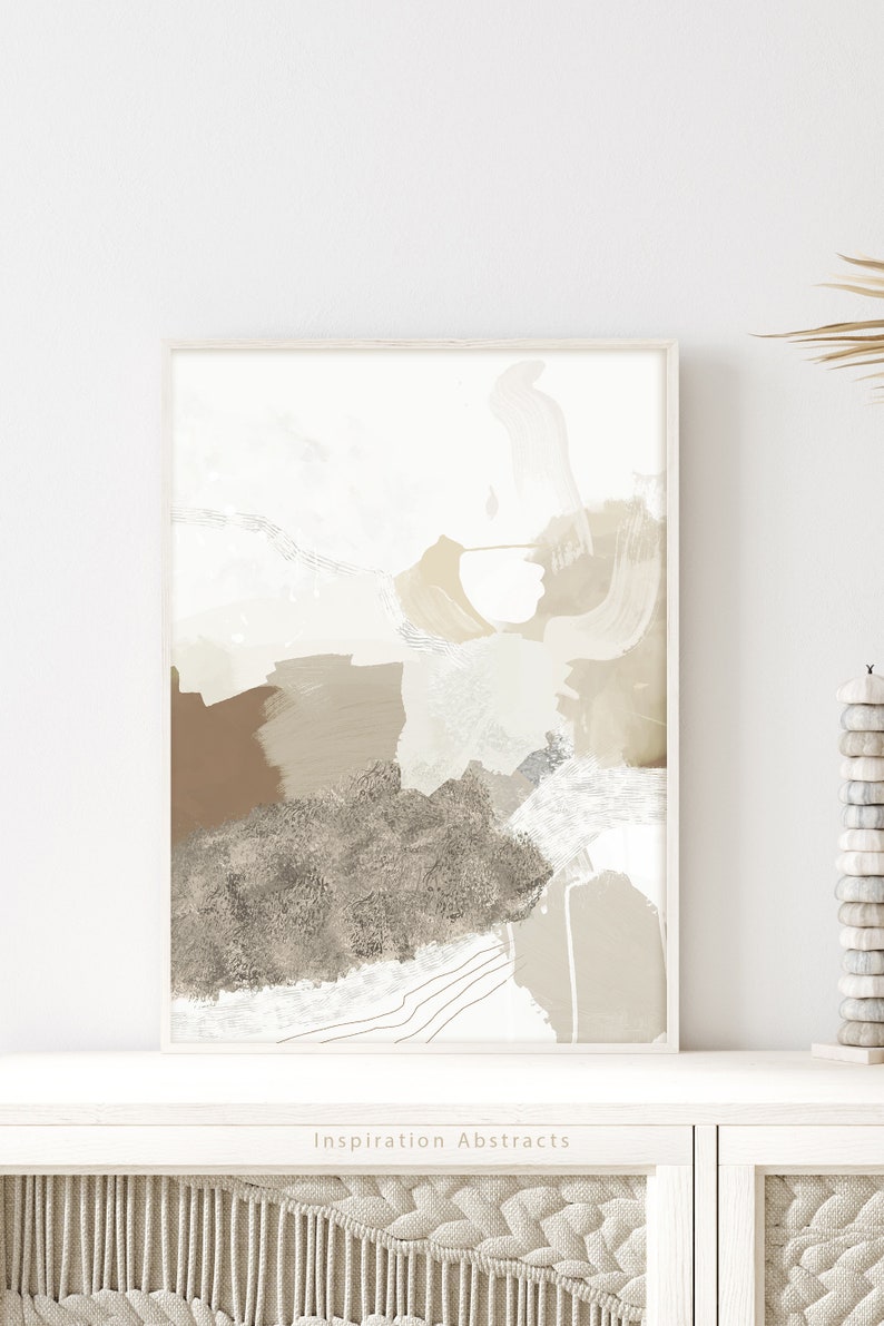 Neutral Tone Abstract Painting, Printable Wall Art, Mixed Media Art ...