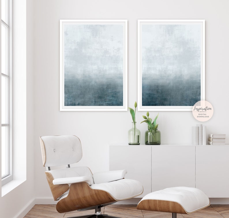 Set of Two Calming Abstract Paintings, Minimal Paintings, Printable Art ...