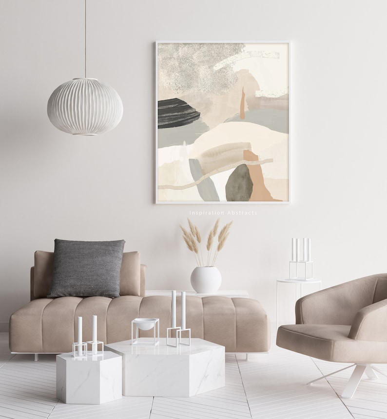 Large Abstract Painting Neutral Tone Print Minimalist Art - Etsy
