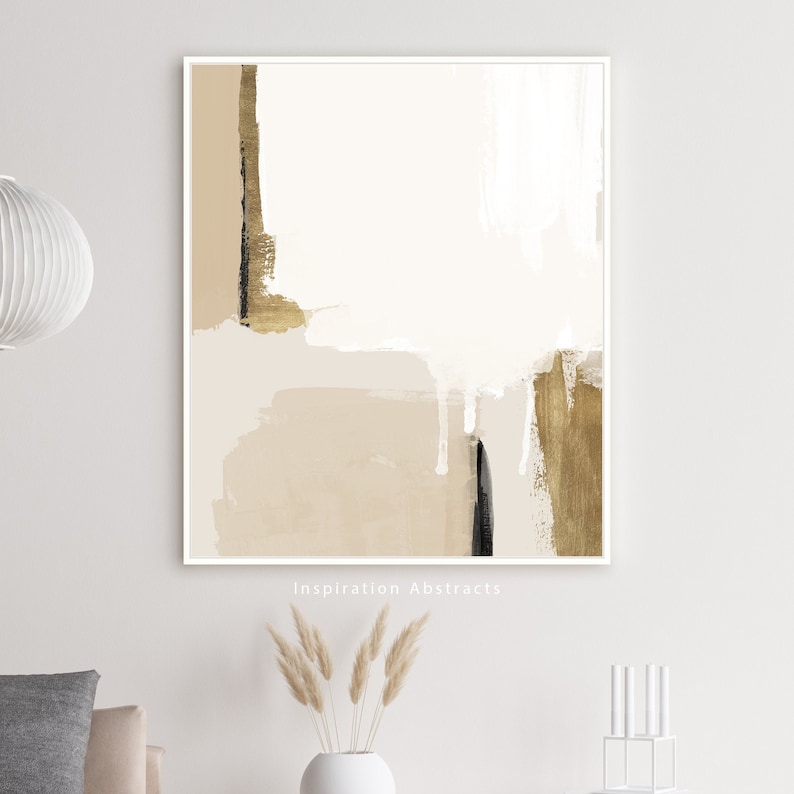 Beige Gold Minimal Abstract Painting, Printable Wall Art, Large Minimal ...