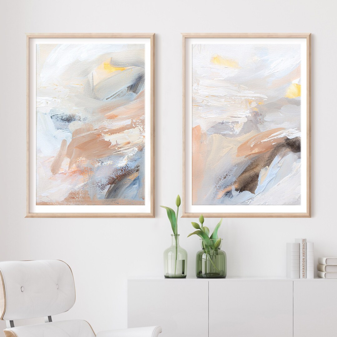Large Printable Abstract Paintings Set of 2 Prints Soothing - Etsy