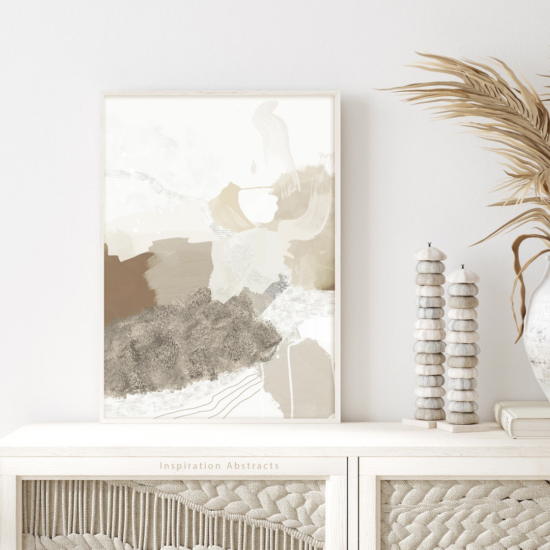 Neutral Tone Abstract Painting, Printable Wall Art, Mixed Media Art ...