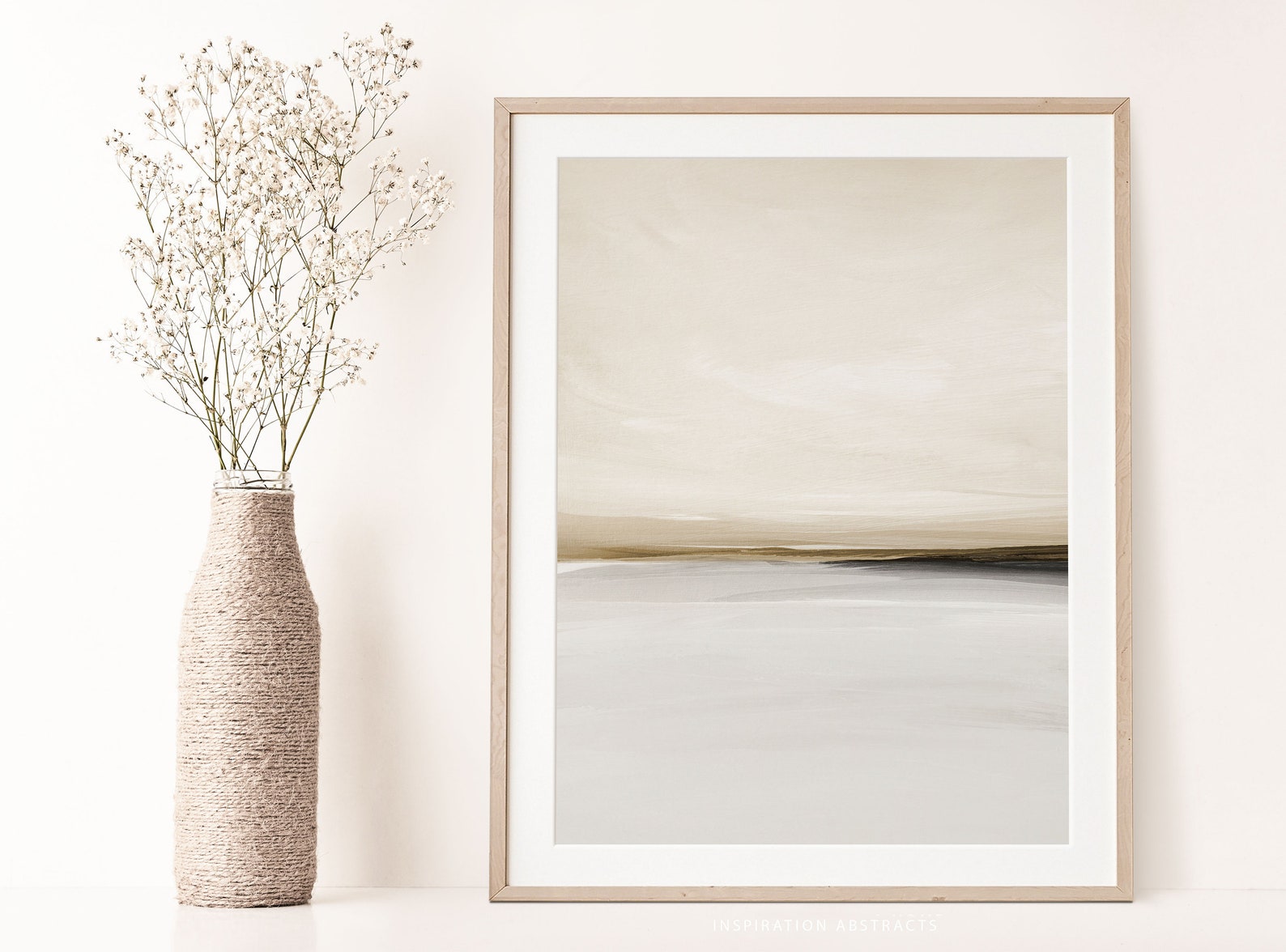 Neutral Landscape Painting, Beige Grey Wall Art, Zen Wall Art, Abstract ...