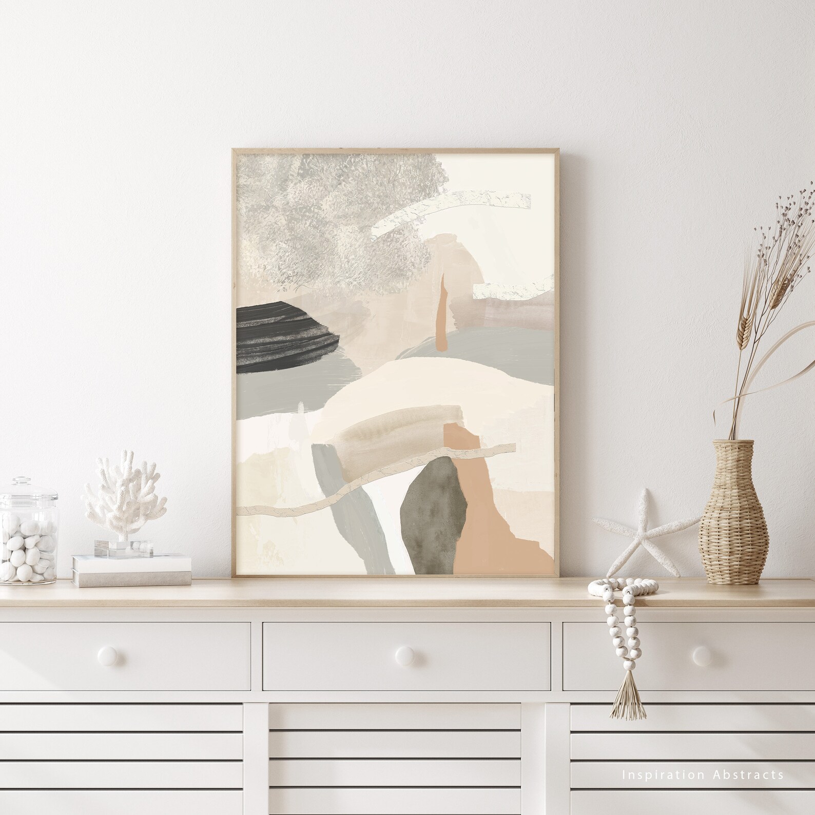 Large Abstract Painting Neutral Tone Print Minimalist Art - Etsy
