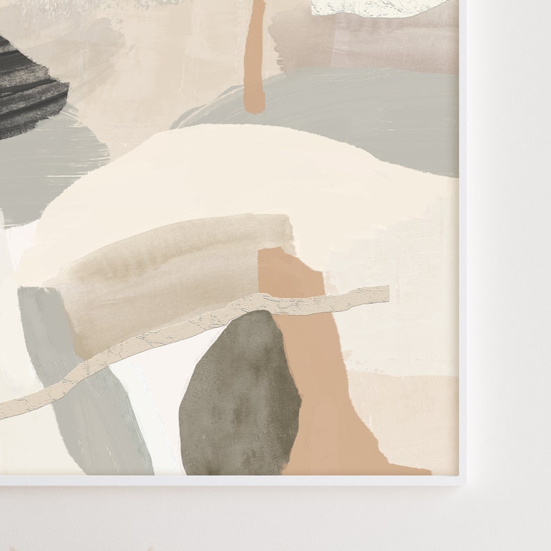Large Abstract Painting, Neutral Tone Print, Minimalist Art, Mixed ...